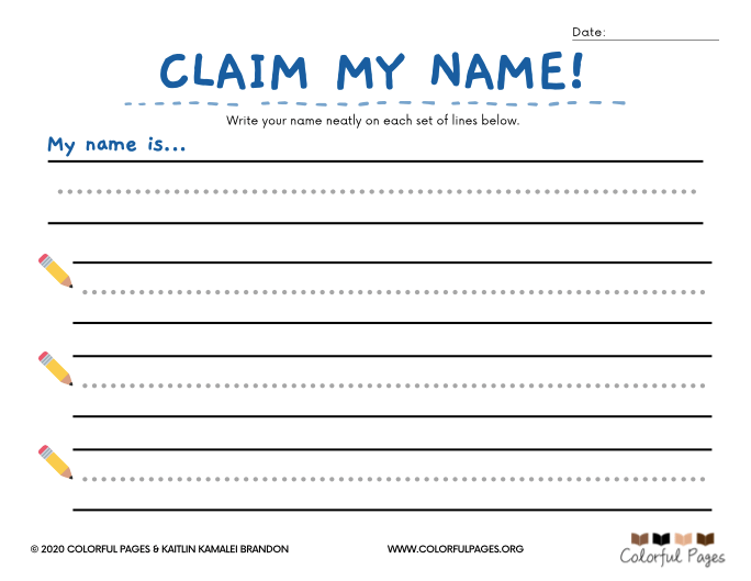 “Claim Your Name”: PreK – Grade 1 Name Writing Lesson – Colorful Pages